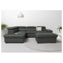 Ecksofa Home Affaire "Alberto L-Form", grau (anthrazit), B:272cm H:73cm T:226cm, Luxus-Microfaser Lederoptik (100% Polyester);Luxus-Microfaser weich (9)0% Polyester / 10% Polyamid;Luxus-Microfaser Vintageoptik (100% Polyester);Microfaser Antiklederoptik (100% Polyester), Sofas, Ecksofa, mit Kopfteilverstellung, wahlweise mit Bettfunktion