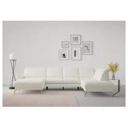 Sit & More Wohnlandschaft SIT & MORE "Fashion U-Form", beige (creme), B:338cm H:84cm T:207cm, Sofas, Wohnlandschaft, wahlweise mit Kopfteilverstellung, Vorziehsitz, motorisch, Nickelf&uuml;&szlig;e