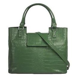 Henkeltasche CLUTY, Damen, Gr. B/H/T: 30cm x 20cm x 6cm onesize, gr&uuml;n, Leder, Reptilienpr&auml;gung, Taschen, echt Leder, Made in Italy