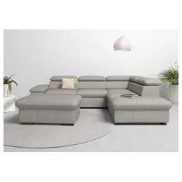 Ecksofa Home Affaire "Alberto L-Form", grau (hellgrau), B:272cm H:73cm T:226cm, Luxus-Microfaser Lederoptik (100% Polyester);Luxus-Microfaser weich (9)0% Polyester / 10% Polyamid;Luxus-Microfaser Vintageoptik (100% Polyester);Microfaser Antiklederoptik (100% Polyester), Sofas, Ecksofa, mit Kopfteilverstellung, wahlweise mit Bettfunktion