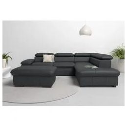 Ecksofa Home Affaire "Alberto L-Form", schwarz, B:272cm H:73cm T:226cm, Luxus-Microfaser Lederoptik (100% Polyester);Luxus-Microfaser weich (9)0% Polyester / 10% Polyamid;Luxus-Microfaser Vintageoptik (100% Polyester);Microfaser Antiklederoptik (100% Polyester), Sofas, Ecksofa, mit Kopfteilverstellung, wahlweise mit Bettfunktion