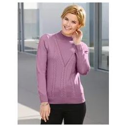Stehkragenpullover Casual Looks "Pullover", Damen, Gr. 50, lila (orchidee), 100% Polyacryl, unifarben, figurumspielend, Pullover Stehkragenpullover