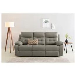 3-Sitzer Home Affaire "Lannilis", grau (hellgrau), B:210cm H:99cm T:92cm, Kunstleder 100% Polyurethan, Sofas, mit manueller und elektrischer Relaxfunktion