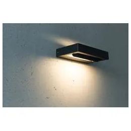 LED Wandleuchte Heitronic "Cordoba", grau (anthrazit), B:22cm H:3,5cm T:12,8cm, Leuchten, LED Wandleuchte, Wandlampe, Au&szlig;enlampe, Leuchteinheit um 320 schwenkbar