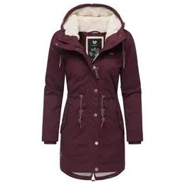 Winterjacke Ragwear "YM-Canny", Damen, Gr. XXL (44), rot (dunkelrot), Au&szlig;enmaterial: 65% Polyester, 35% Baumwolle; Innenfutter: 100% Polyester; Wattierung: 100% Polyester, tailliert Po-bedeckend, verstellbar Rippstrickb&uuml;ndchen mit Druckkn&ouml;pfen,verstellbar, Jacken Winterjacke, stylischer Damen Kurzmantel Parka mit Kapuze