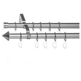 Gardinenstange LICHTBLICK ORIGINAL "Gardinenstange Kegel, 20 mm, ausziehbar, 2 l&auml;ufig 130 - 240 cm Chrom", silber (matt), L:130cm &Oslash;:20mm, Metall, Gardinenstangen, Zweil&auml;ufige Vorhangstange mit Ringen f&uuml;r Gardinen und Stores.