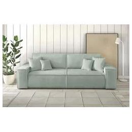 3-Sitzer OTTO HOME "FINNLEY, Schlafsofa 257 cm - OTTO. Verl&auml;ssliche Qualit&auml;t.", gr&uuml;n (mintgr&uuml;n), B:257cm H:85cm T:102cm, Bezugstoff aus 90% recyceltem Material ;Aqua Clean ;Gramatur 580g/ qm +/- 5%, Sofas, mit Bettkasten, in Boucl&eacute;, Struktur fein und Mega Cord