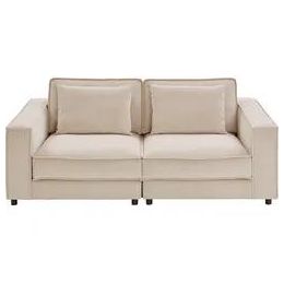 2-Sitzer "Valan", beige (creme), B:198cm H:83cm T:126cm, ATLANTIC HOME COLLECTION, Sofas, XXL-Sitzfl&auml;che, mit Cord-Bezug, frei stellbar, mit Wellenunterfederung