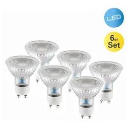 N&auml;ve N&Auml;VE LED-Leuchtmittel "Marla", Energieeffizienz: F (A-G), wei&szlig; (transparent, wei&szlig;), L:5,3cm &Oslash;:5cm, Leuchtmittel, 6er Set GU10/5W warmwei&szlig; 3000K 450lm nicht dimmbar d: 5cm