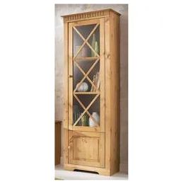 Vitrine OTTO HOME "Lisa", beige (natur gebeizt, gewachst), B:60cm H:180cm T:35cm, Massivholz, Schr&auml;nke, Vitrine, aus sch&ouml;nem massivem Kiefernholz, mit einer sch&ouml;nen Glast&uuml;rfront