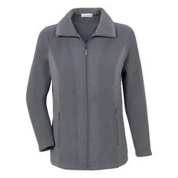 Fleecejacke Casual Looks, Damen, Gr. 44, grau (grau, meliert), 100% Polyester, meliert, unifarben, figurumspielend, Jacken Fleecejacke
