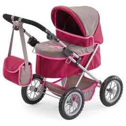 BAYER DESIGN Puppenwagen BAYER "Trendy, rot/braun", rot (rot, braun), Puppenwagen, KinderB:39cm H:68cm T:68cm, Kunststoff, Metall, Stoff, mit Wickeltasche, B:39cm H:68cm T:68cm