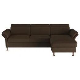 Ecksofa Home Affaire "Calypso L-Form", braun (dunkelbraun), B:260cm H:85cm T:172cm, 100% Polyester, Sofas, Ecksofa, mit motorischen Funktionen im Sofa und Recamiere