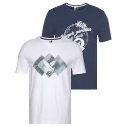 T-Shirt OCEAN SPORTSWEAR, Herren, Gr. 4XL (68/70), wei&szlig; (wei&szlig;, blau), Single Jersey, Obermaterial: 100% Baumwolle, bedruckt, unifarben, Basic schmal, Rundhals, Shirts T-Shirt, kurz&auml;rmelig, schmal geschnitten, mit Print, Rundhalsausschnitt