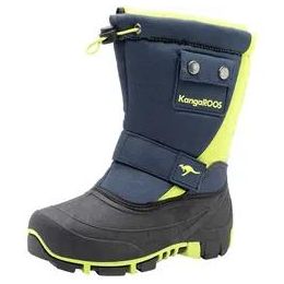 Winterstiefel Kangaroos "Kanga-Bean II", Jungen, Gr. 32, blau (navy, lime), Synthetik, Textil, Schuhe Winterstiefel, Snowboots, Winterboots, Winterschuhe, wasserabweisend