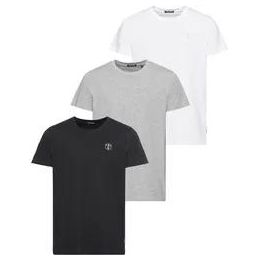 T-Shirt Chiemsee, Herren, Gr. XXL, schwarz-wei&szlig; (wei&szlig;, grau, schwarz), Single Jersey, Obermaterial: 100% Baumwolle, unifarben, regular fit, Rundhals, Shirts T-Shirt
