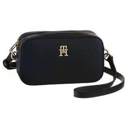 Mini Bag Tommy Hilfiger "TH EMBLEM CAMERA BAG", Damen, Gr. B/H/T: 20,5cm x 12cm x 7cm, blau (dw6 space blau), Polyurethan, Strukturmuster, unifarben, Taschen, mit TH-Emblem vorne