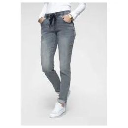 Jogg Pants Kangaroos, Damen, Gr. 46, N-Gr, blau (light blau), Denim/Jeans, Obermaterial: 59% Baumwolle, 40% Polyester, 1% Elasthan, Destroyed-Effekte, figurbetont lang, Jeans Jogg Jeans Treggings, entspannte Passform, Topseller