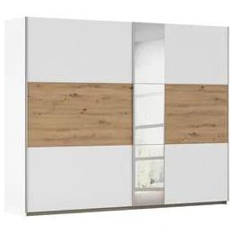 Schwebet&uuml;renschrank Rauch "Kleiderschrank Schrank Garderobe TOPSELLER ASTANA", wei&szlig; (alpinwei&szlig;, eiche artisan), B:261cm H:210cm T:59cm, Holzwerkstoff, Schr&auml;nke, Schwebet&uuml;renschrank, mit 3 Spiegelelementen, Metallgriffleisten alufarbig MADE IN GERMANY
