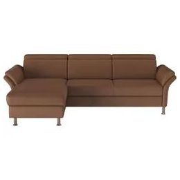 Ecksofa Home Affaire "Calypso L-Form", braun (haselnuss), B:260cm H:85cm T:172cm, 100% Polyester, Sofas, Ecksofa, mit motorischen Funktionen im Sofa und Recamiere
