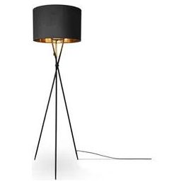 Paco Home Stehlampe "Naomi uni Color", schwarz, H: 176,5cm, Leuchten, Wohnzimmer H&ouml;henverstellbar 121,5 bis 176,5 cm Zugschalter Velour, Stehlampe