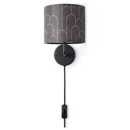 Paco Home Wandleuchte "Luca Pillar", schwarz, H: 26,5cm, Leuchten, Mit Stoffschirm Modern Retro Uni Mit Muster E14, Wandleuchte