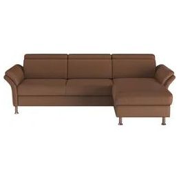 Ecksofa Home Affaire "Calypso L-Form", braun (haselnuss), B:260cm H:85cm T:172cm, 100% Polyester, Sofas, Ecksofa, mit motorischen Funktionen im Sofa und Recamiere