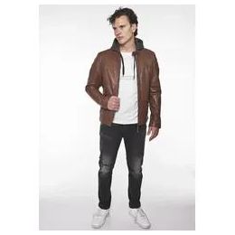 Lederjacke Mustang "31020187", Herren, Gr. XL, braun (brandy), Obermaterial: 100% Lammleder. Innenfutter: 100% Baumwolle. Kapuze: 100% Baumwolle. &Auml;rmelfutter: 100% Polyester, ohne B&uuml;ndchen, Jacken