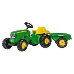 Trettraktor Rolly Toys "rollyKid, John Deere", gr&uuml;n, Tretfahrzeuge, KinderB:47cm H:52cm T:134cm, Kunststoff, mit Trailer, B:47cm H:52cm T:134cm