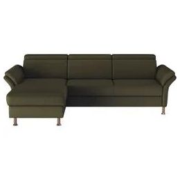 Ecksofa Home Affaire "Calypso L-Form", gr&uuml;n (olive), B:260cm H:85cm T:172cm, 100% Polyester, Sofas, Ecksofa, mit motorischen Funktionen im Sofa und Recamiere