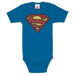Body logoshirt, Jungen, Gr. 86/92, EURO-Gr&ouml;&szlig;en, blau, 100% Baumwolle, bedruckt, normal, Rundhals, Bodys Body, mit Superman Logo-Frontdruck