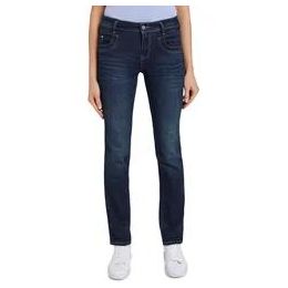 Gerade Jeans Tom Tailor "Alexa Straight", Damen, Gr. 28, L&auml;nge 30, blau (schwarz stone washed), Denim/Jeans, Obermaterial: 69% Baumwolle, 20% Polyester, 9% Viskose, 2% Elasthan, bequem lang, Jeans, mit Kontrastn&auml;hten
