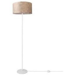 Paco Home Stehlampe "Luca Pillar", wei&szlig;, &Oslash; 38cm H: 144cm, Leuchten, Stehlampe Wohnzimmer Mit Stoff B&uuml;ro Modern Vintage Retro Muster E27, Stehlampe