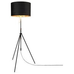 Paco Home Stehlampe "Naomi uni Color", schwarz, H: 176,5cm, Leuchten, Wohnzimmer H&ouml;henverstellbar 121,5 bis 176,5 cm Zugschalter Velour, Stehlampe
