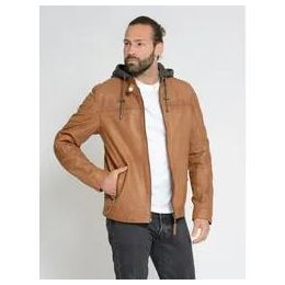 Lederjacke Maze "42021309", Herren, Gr. M, braun (cognac), Obermaterial: 100% Lammleder. Futter: 100% Baumwolle. &Auml;rmelfutter: 100% Polyester. Kapuze: 52% Baumwolle. 48% Polyester, Jacken