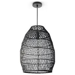Paco Home Pendelleuchte "VIHMO", schwarz, &Oslash; 30cm H: 40cm, Leuchten, Rattan Esstisch Pendellampe LED Boho Rustikal Korblampen K&uuml;che E27, Pendelleuchte
