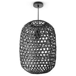 Paco Home Pendelleuchte "PUNU", schwarz, &Oslash; 30cm H: 43cm, Leuchten, Bambus Pendelleuchte Boho Deckenlampe Korb H&auml;ngend Rustikal E27 Natur, Pendelleuchte