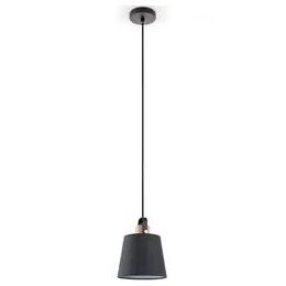 Paco Home Pendelleuchte "MARTA", schwarz (schwarz grau), &Oslash; 20cm H: 25cm, Leuchten, Wohnzimmer Stoffschirm Esszimmer E27 Industrial Design Kabel 1,5m, Pendelleuchte