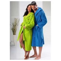 Unisex-Bademantel Kangaroos "Cassidy, f&uuml;r Damen & Herren, Standardl&auml;nge & &Uuml;berl&auml;nge" Gr. M, blau, L:120cm, Walkfrottee, Hausm&auml;ntel, mit Taschen, M&auml;nner und Frauen, Baumwolle, Reise, Hotel, Sauna, S-3XL