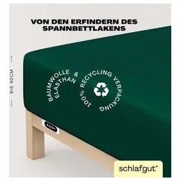 Spannbettlaken Schlafgut "EASY Jersey Elasthan Boxspring", gr&uuml;n (gr&uuml;n deep), 1 Stk., Jersey, 90-100x200-220 40cm, Jersey, Obermaterial: 95% Baumwolle, 5% Elasthan, Bettlaken, Spannbettlaken, MADE IN GREEN by OEKO-TEX