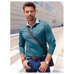 Langarmshirt Hajo "Langarm-Shirt", Herren, Gr. 64/66, blau (petrol), 62% Baumwolle, 38% Polyester, unifarben, ohne Ausschnitt, Shirts Langarmshirt