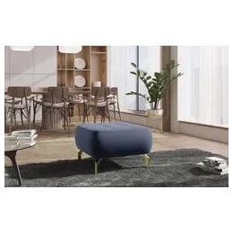 Sit & More Polsterhocker SIT & MORE "Orient 1", blau, B:69cm H:43cm T:69cm, 100% Polyester, Hocker, Polsterhocker, goldfarbene Metallf&uuml;&szlig;e