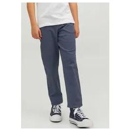 Jack & Jones Chinos JACK & JONES JUNIOR "JPSTMARCO bequem, kombinierbar, mittlere Taille", Jungen, Gr. 146, N-Gr, blau (navy blazer), Web, Obermaterial: 98% Baumwolle, 2% Elasthan, unifarben, bequem lang, Hosen, unifarben, modisch, regular fit, Web