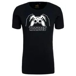 T-Shirt logoshirt "Addicted", Herren, Gr. XS, schwarz, 100% Baumwolle, bedruckt, normal, Rundhals, Shirts T-Shirt, mit trendigem Gaming-Print