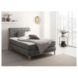 Boxspringbett OTTO HOME "Jelle", silber (silberfarben), B:161cm L:216cm, Komplettbetten, Boxspringbett, zertifizierte, recycelte Bezugsstoffe, verschiedene Ausf&uuml;hrungen