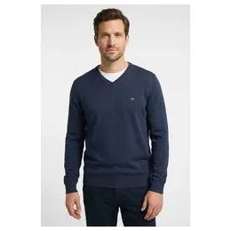 Strickpullover Fynch-Hatton "Fynch-Hatton Pullover mit V-Kragen", Herren, Gr. XL (56), blau (night), Strick, Obermaterial: 100% Baumwolle, unifarben, bequem h&uuml;ftbedeckend, V-Ausschnitt, Flachstrickb&uuml;ndchen, Pullover Strickpullover, aus Baumwolle, mit V-Ausschnitt, bequeme Passform