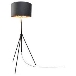 Paco Home Stehlampe "Naomi uni Color", schwarz, H: 176,5cm, Leuchten, Wohnzimmer H&ouml;henverstellbar 121,5 bis 176,5 cm Zugschalter Velour, Stehlampe