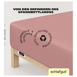 Spannbettlaken Schlafgut "EASY Jersey Elasthan Boxspring", lila (lila mid), 1 Stk., Jersey, 90-100x200-220 40cm, Jersey, Obermaterial: 95% Baumwolle, 5% Elasthan, Bettlaken, Spannbettlaken, MADE IN GREEN by OEKO-TEX