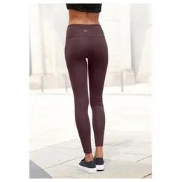 Leggings Lascana, Damen, Gr. 56/58, N-Gr, rot (weinrot), Single Jersey, Graumeliert (Obermaterial): 51% Baumwolle, 44% Polyester, 5% Elasthan. Obermaterial: 95% Baumwolle, 5% Elasthan, unifarben, Basic, Basic lang, Hosen Leggings, mit breitem B&uuml;ndchen, Loungewear