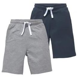 Sweatshorts Kidsworld "2er Pack Sweatbermudas in Must-have Farben", Jungen, Gr. 164/170, N-Gr, blau (marine, graumeliert), Sweatware, Obermaterial: 100% Baumwolle. Obermaterial Melange: 85% Baumwolle, 15% Viskose, unifarben, Hosen Sweatshorts, in bequemer Sweatware